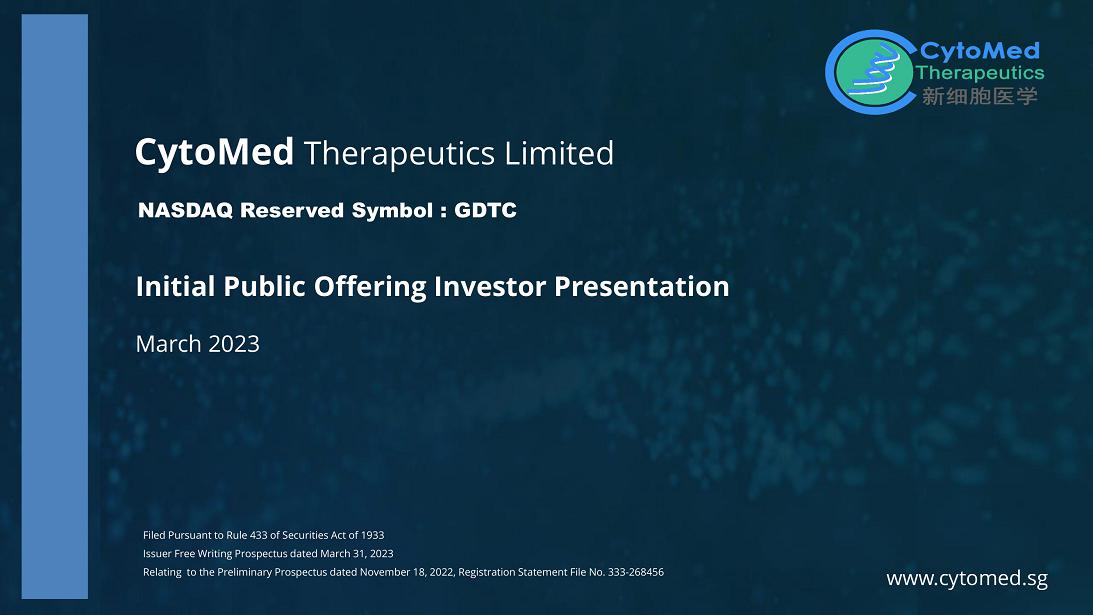 CytoMed Therapeutics (GDTC) IPO deck