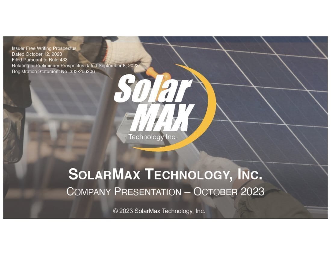SolarMax Technology (SMXT) IPO deck