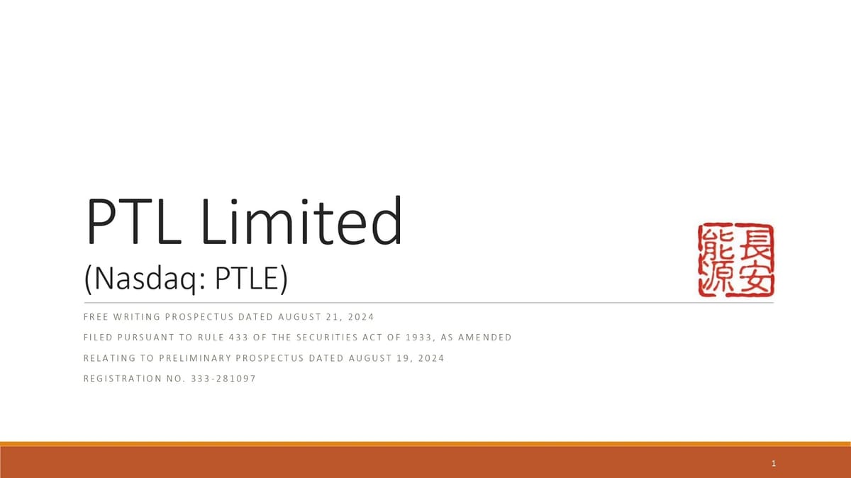 PTL (PTLE) IPO deck